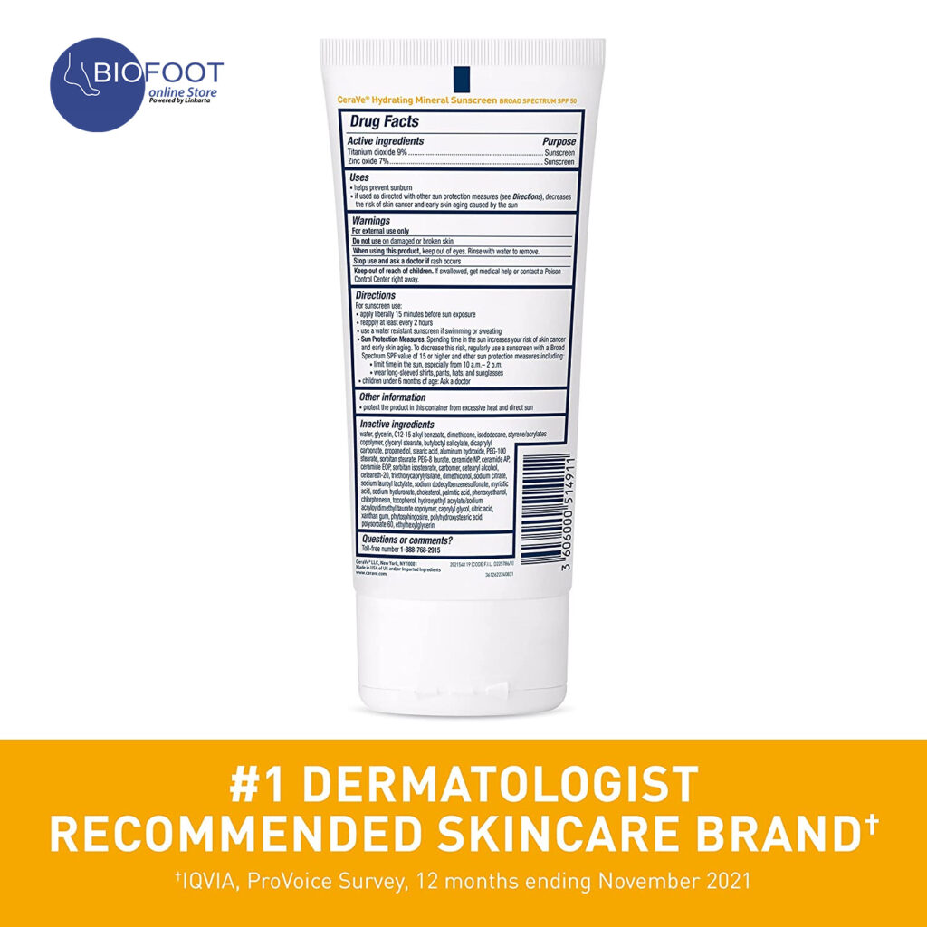 Buy CeraVe Hydrating Mineral Sunscreen SPF50 Body 150ml Online Dubai ...