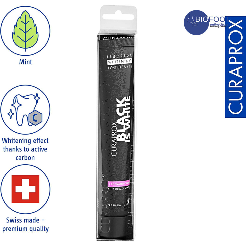 Buy Curaprox Black Is White Activated Carbon Fluoride Whitening ...